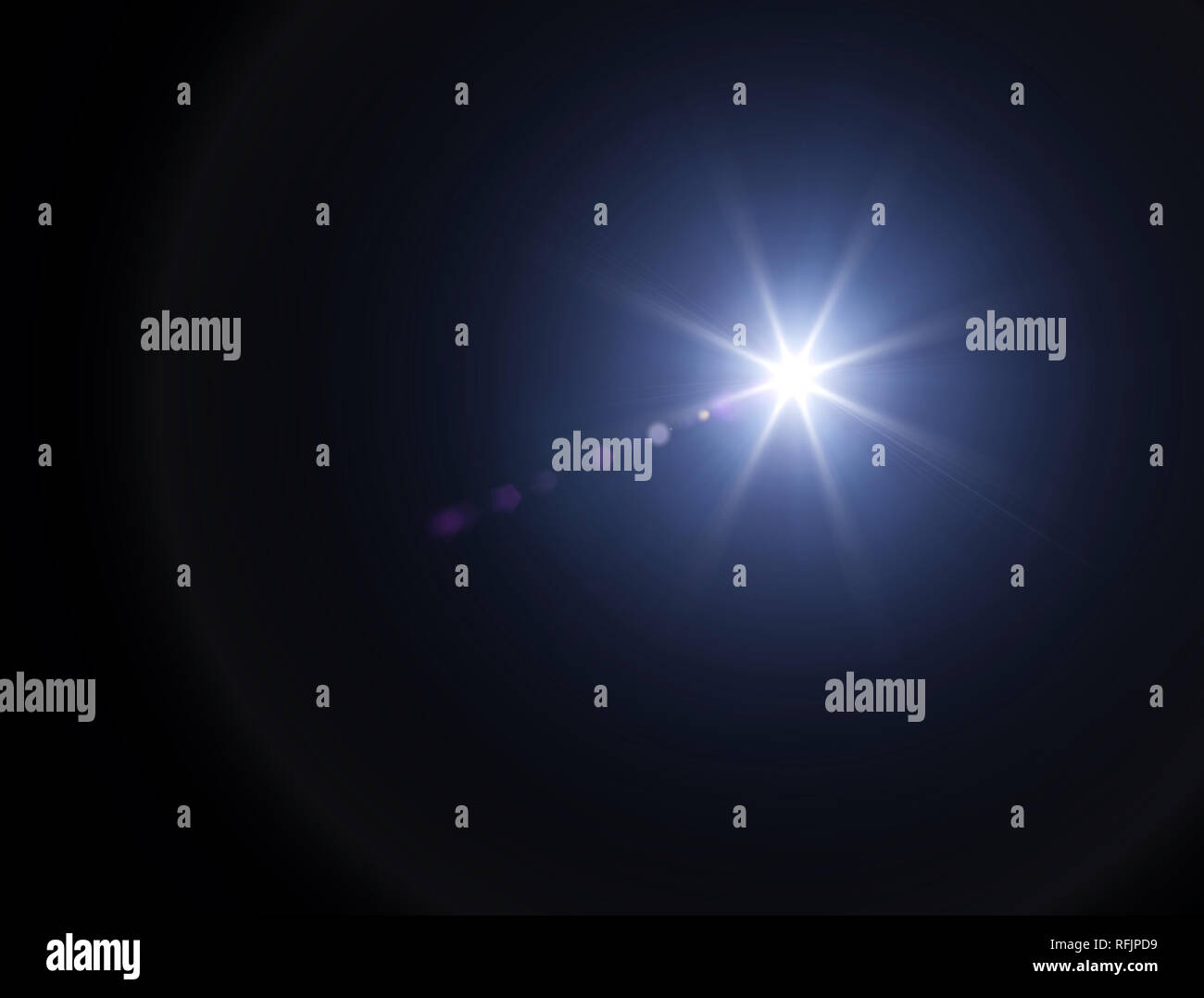 Lights and stars in the night. Lens refraction effect. Stars in the sky ...