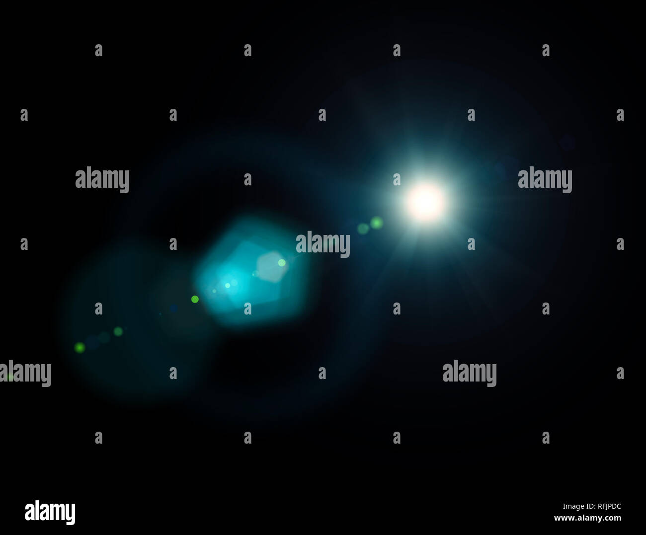 Lights and stars in the night. Lens refraction effect. Stars in the sky ...