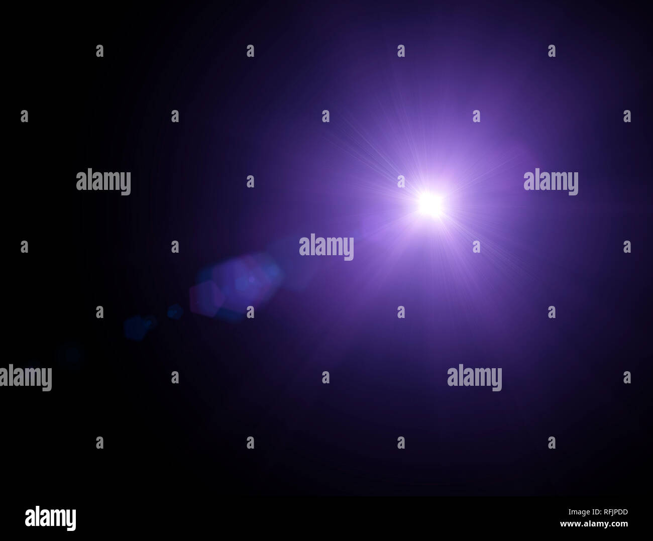 Lights and stars in the night. Lens refraction effect. Stars in the sky ...