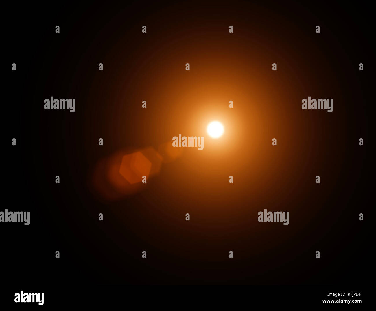 Lights and stars in the night. Lens refraction effect. Stars in the sky ...