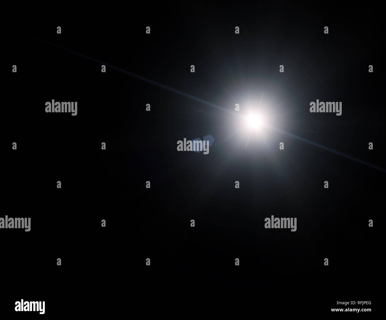 Lights and stars in the night. Lens refraction effect. Stars in the sky ...