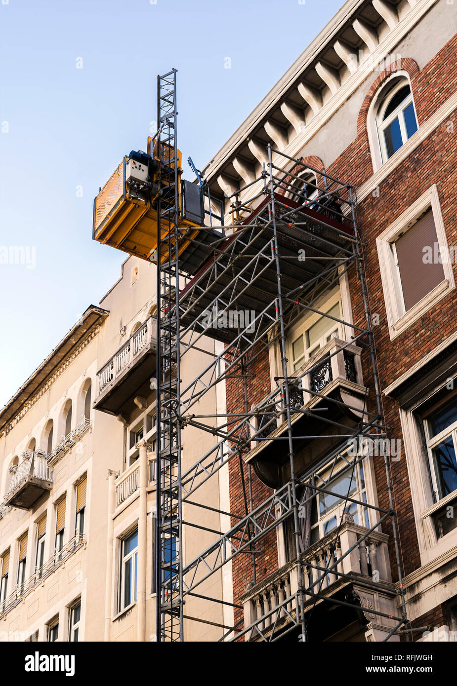 Construction site with small elevator Stock Photo - Alamy