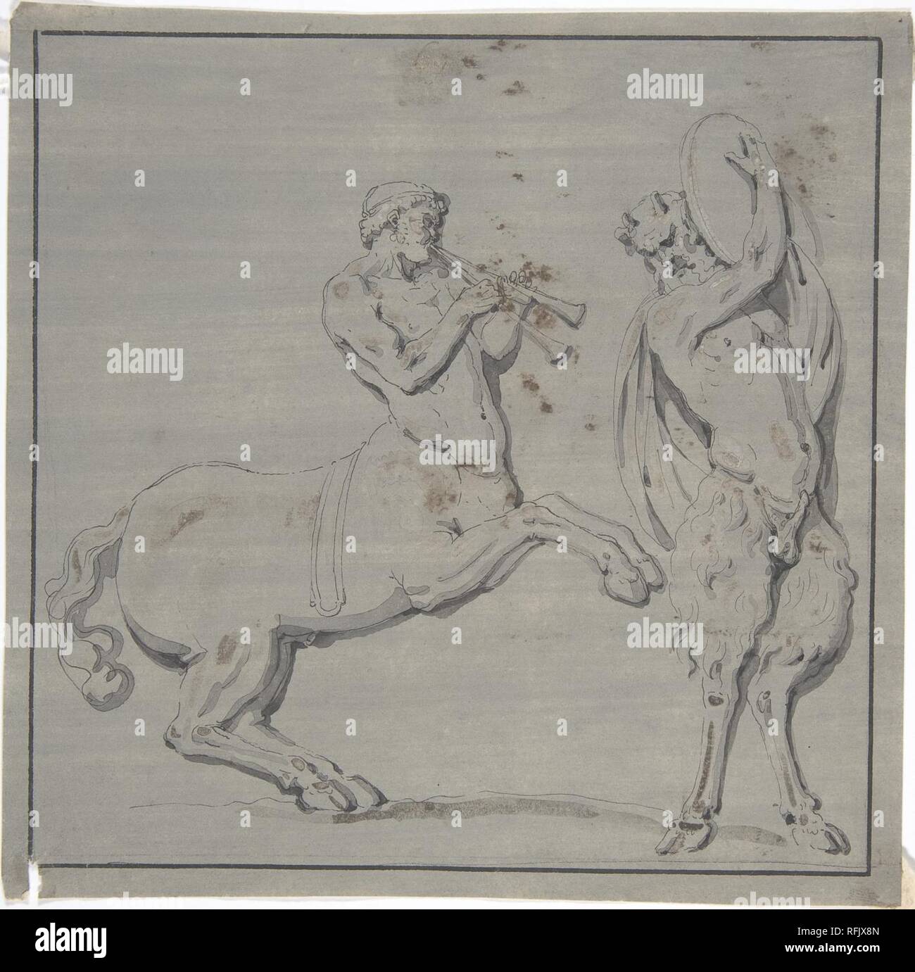 Bacchic Scene of Centaur Playing Horns and Satyr with Drum MET DP808819 ...