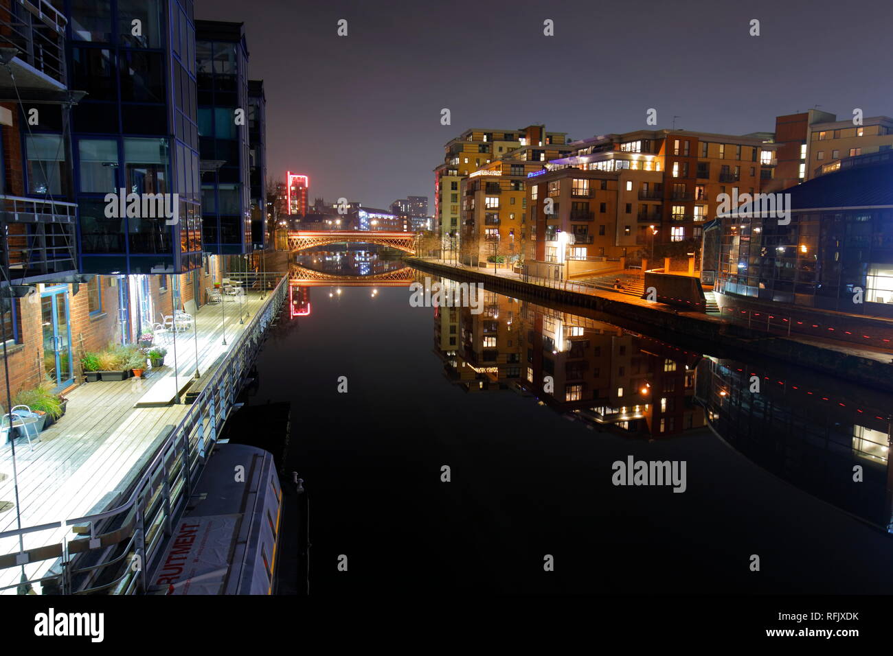 Reflections in the River Aire of Crown Point Bridge on Crown Point Road ...
