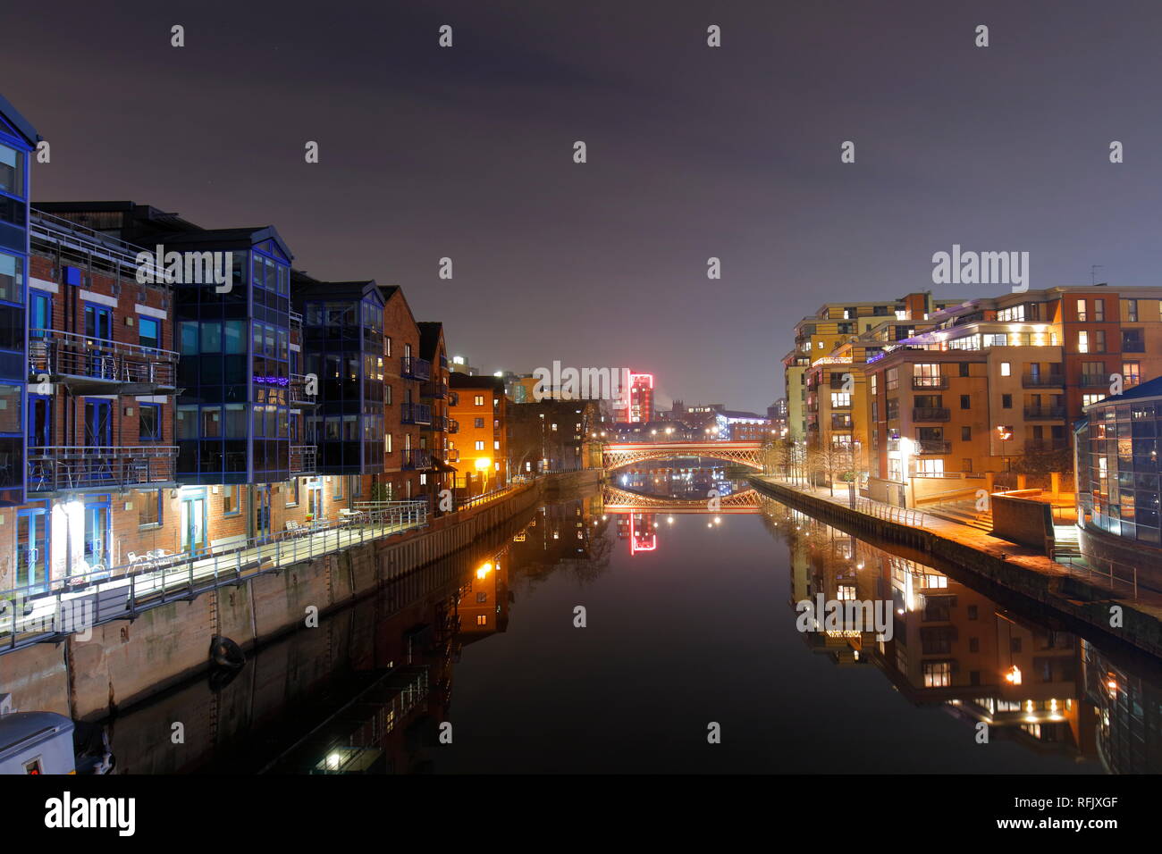 Reflections in the River Aire of Crown Point Bridge on Crown Point Road ...