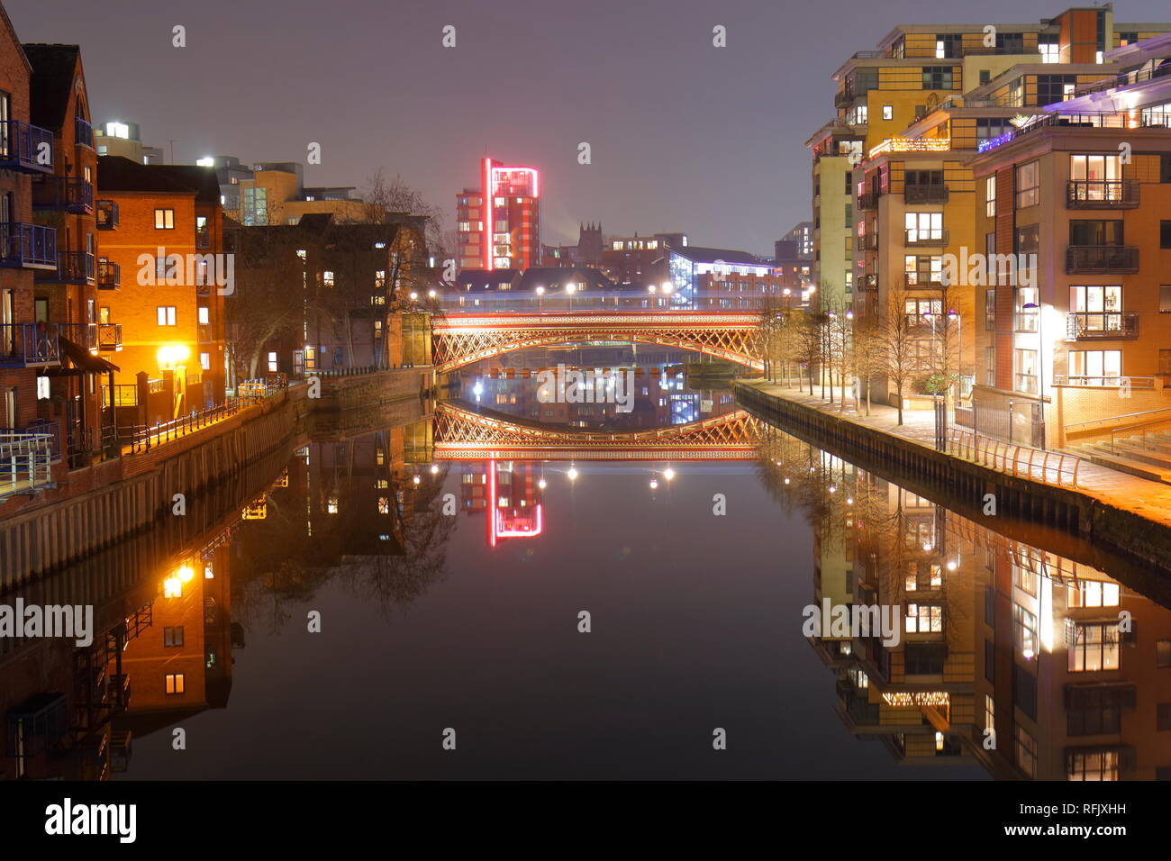 Reflections in the River Aire of Crown Point Bridge on Crown Point Road ...