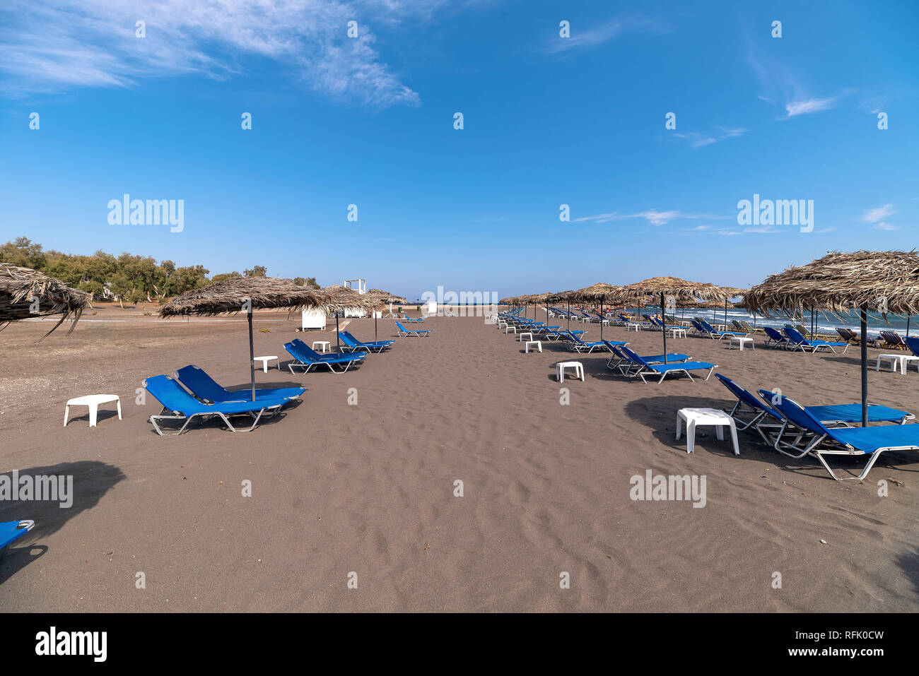 View of Monolithos beach - Aegean sea - Santorini island - Greece Stock ...