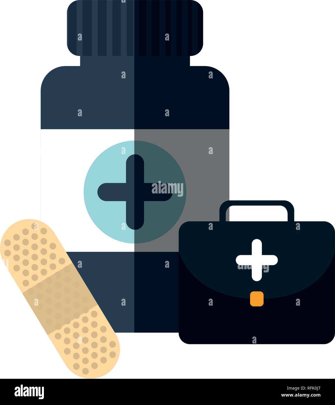 medical kit with bottle drugs vector illustration design Stock Vector ...