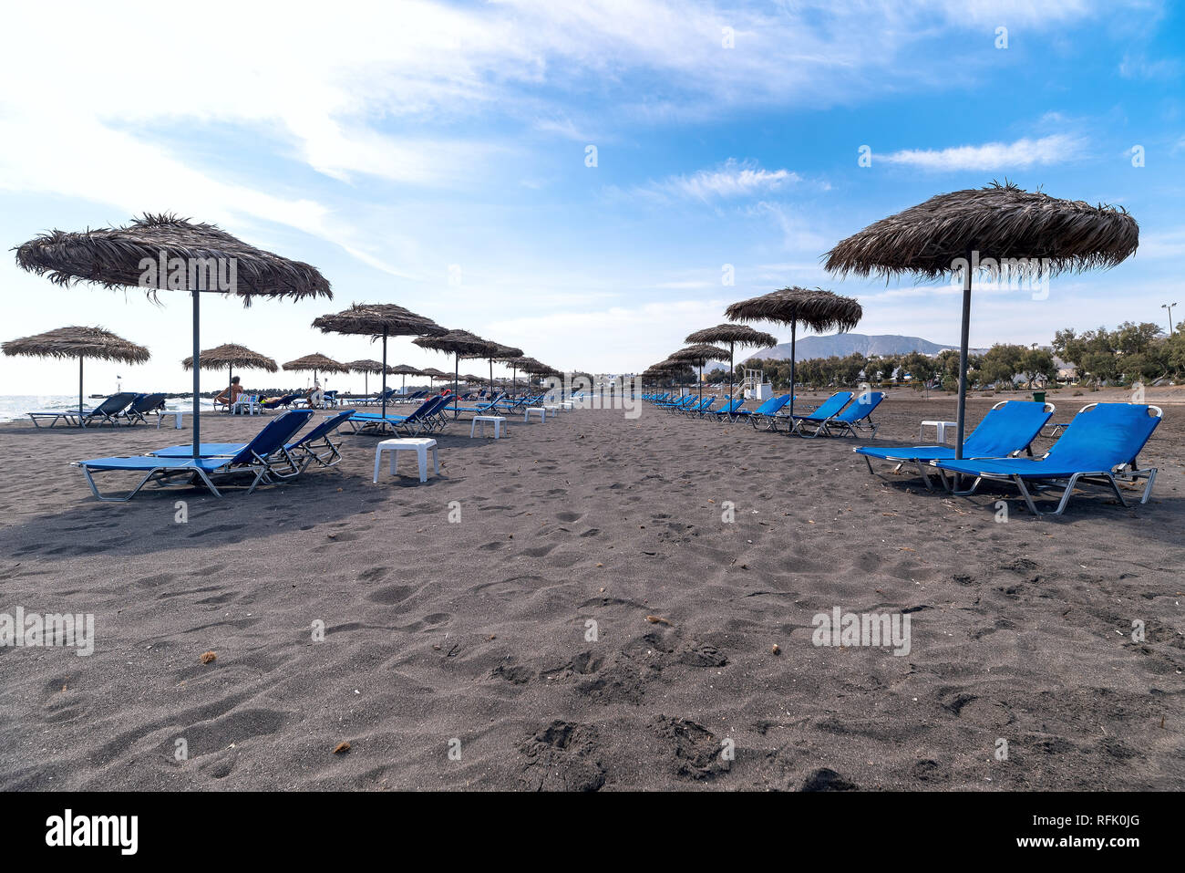 View of Monolithos beach - Aegean sea - Santorini island - Greece Stock ...