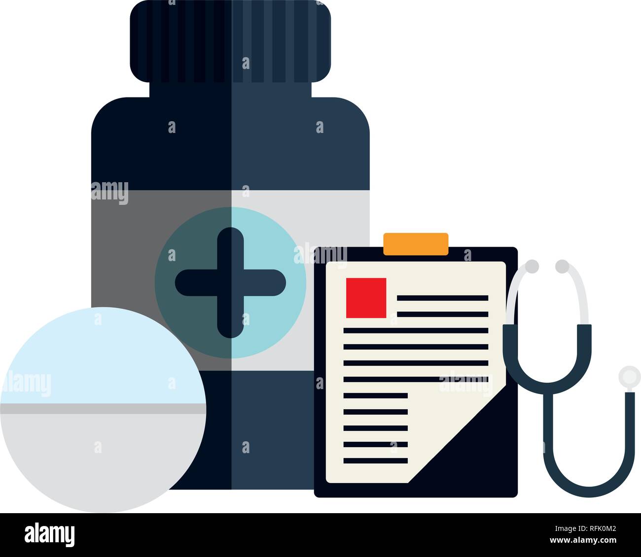 medical order checklist with bottle drugs vector illustration design ...