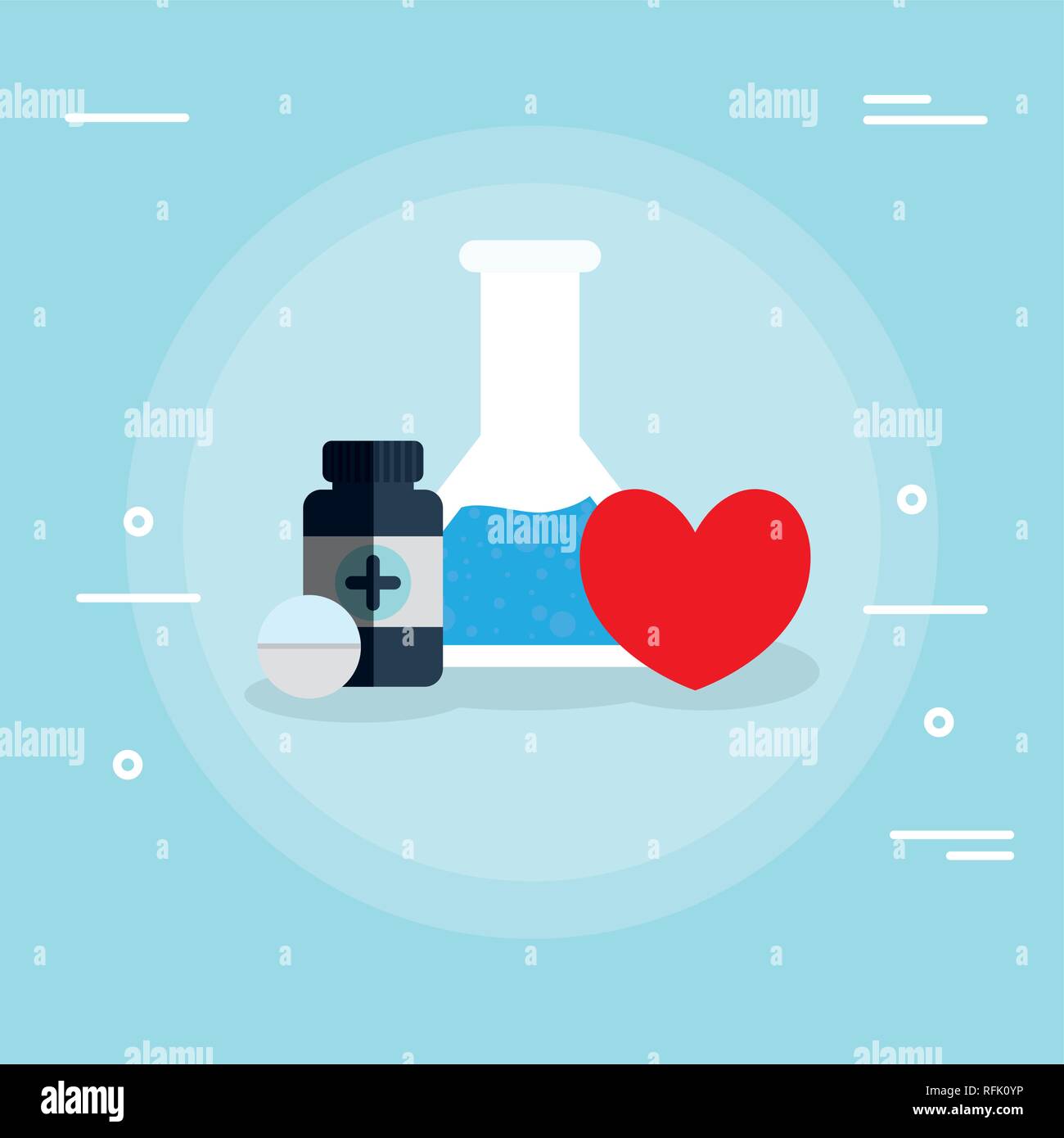 tube test flask with heart cardio vector illustration design Stock ...