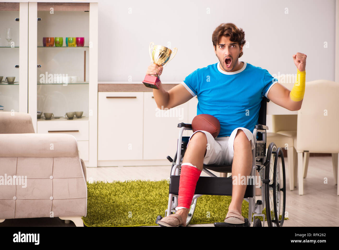 Injured man recovering from his injury Stock Photo - Alamy