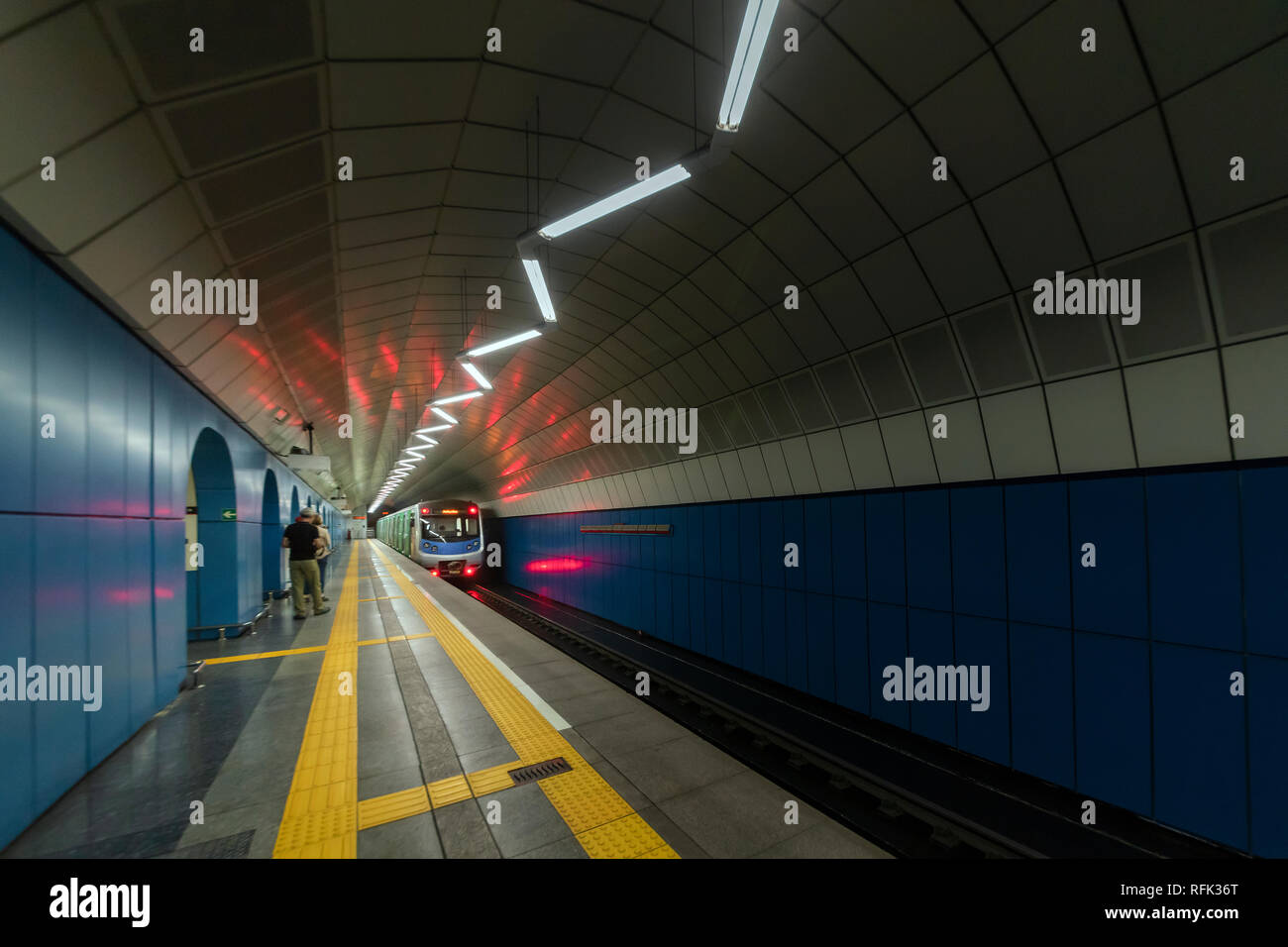 Train leaving the subway station,, Baikonur Metro Station, Almaty ...