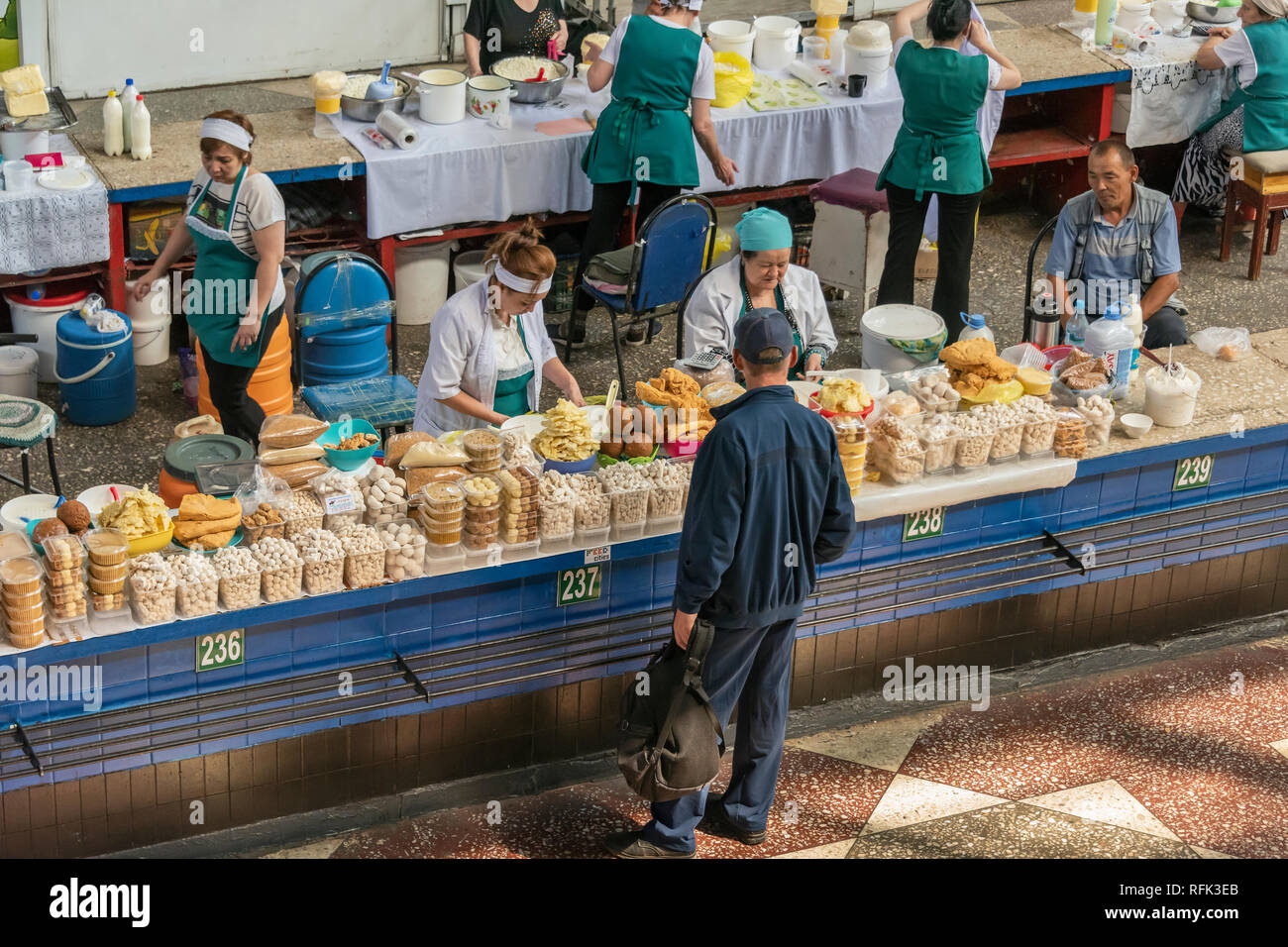 Baked goods for sale at the Green (Zelyony) Bazaar, Almaty, Kazakhstan ...