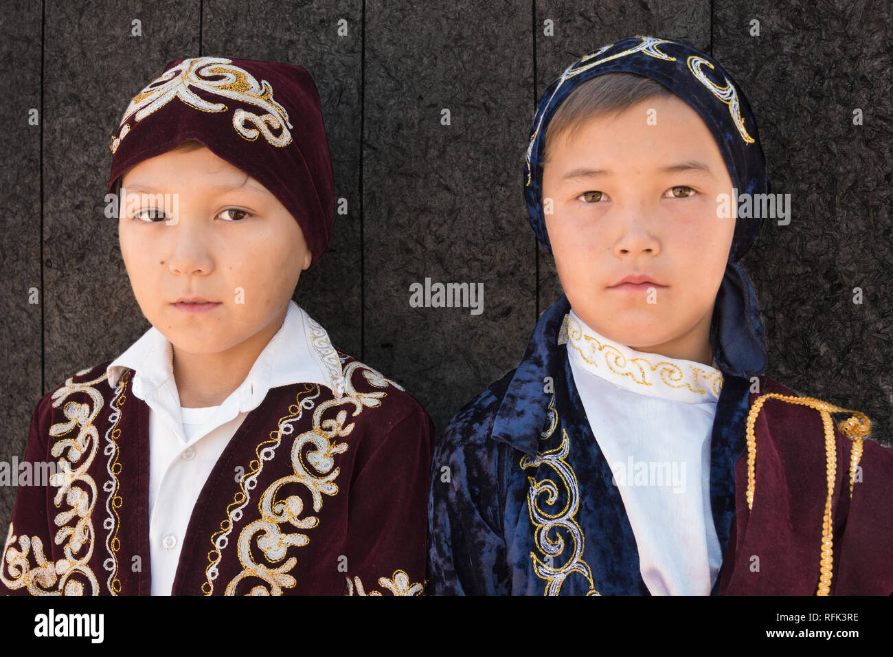 Pair of Kazakh boys, Almaty, Kazakhstan Stock Photo - Alamy