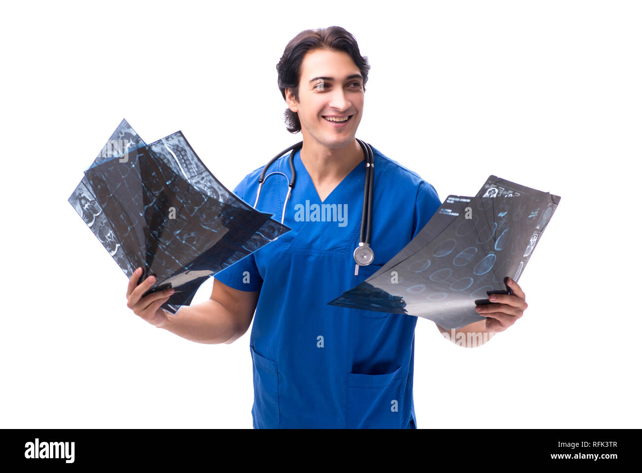 Young handsome doctor radiologist isolated in white Stock Photo - Alamy