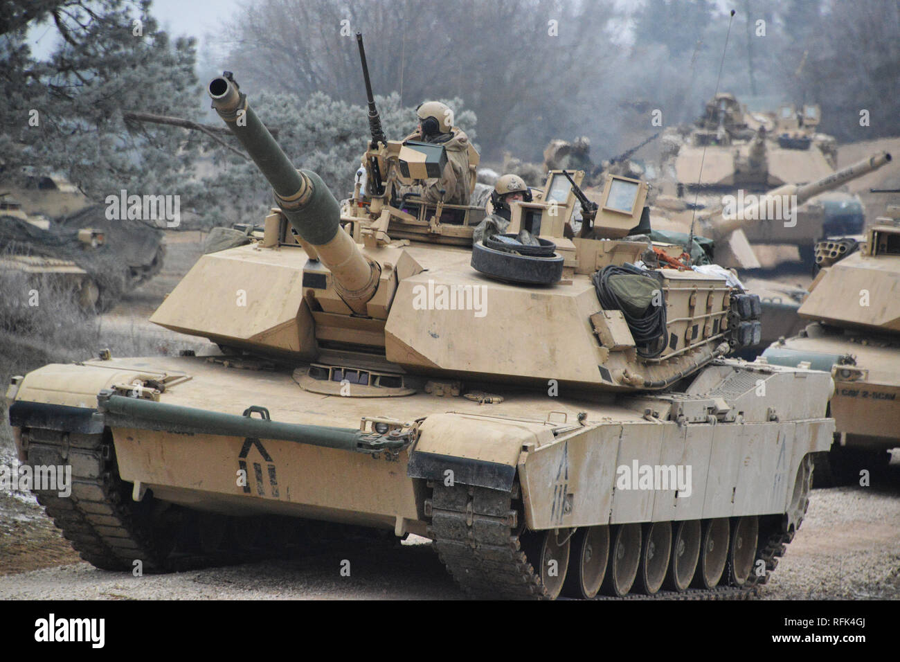U.S. Army M1A1 Abrams main battle tanks with 2nd and Battalion, 5th ...