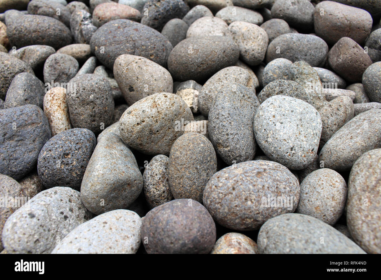 A close up view on pebbles and stones as natural decoration in the ...