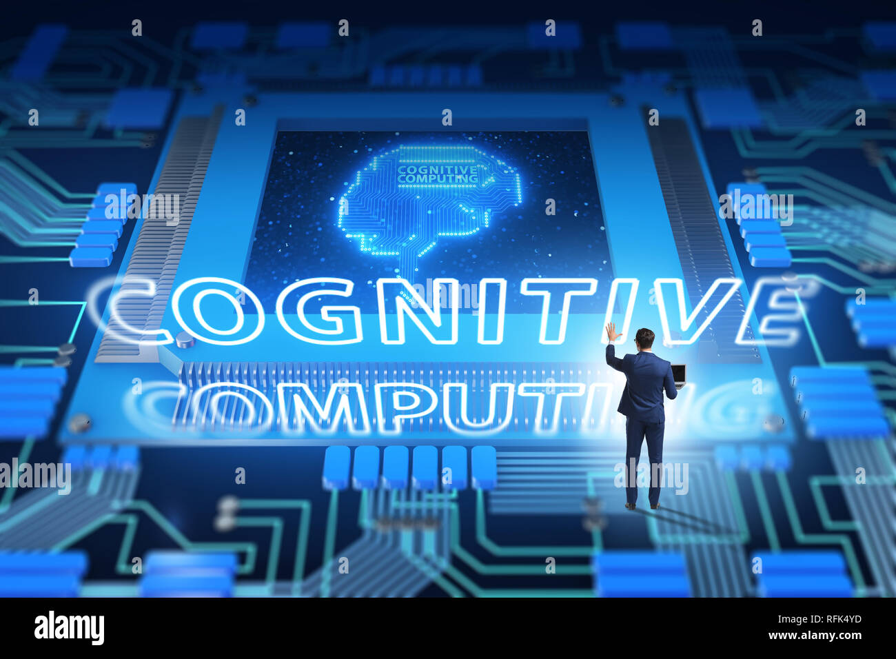 Cognitive computing concept as future technology with businessman Stock ...