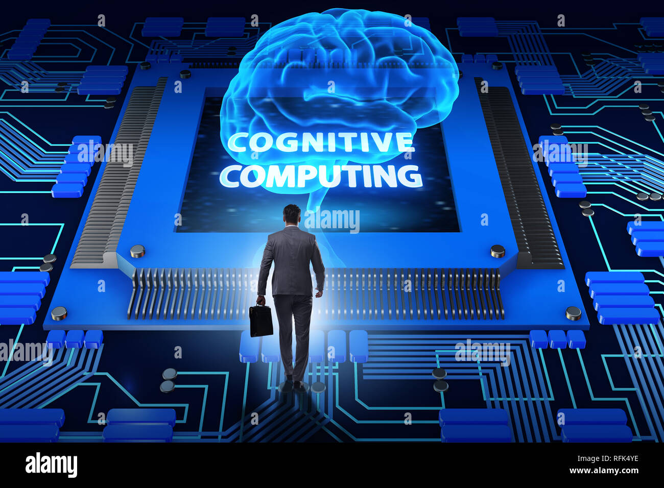 Cognitive computing concept as future technology with businessman Stock ...