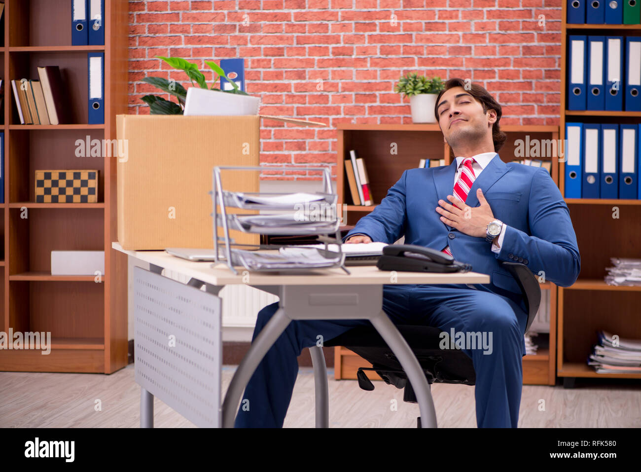Successful employee getting new job position Stock Photo - Alamy