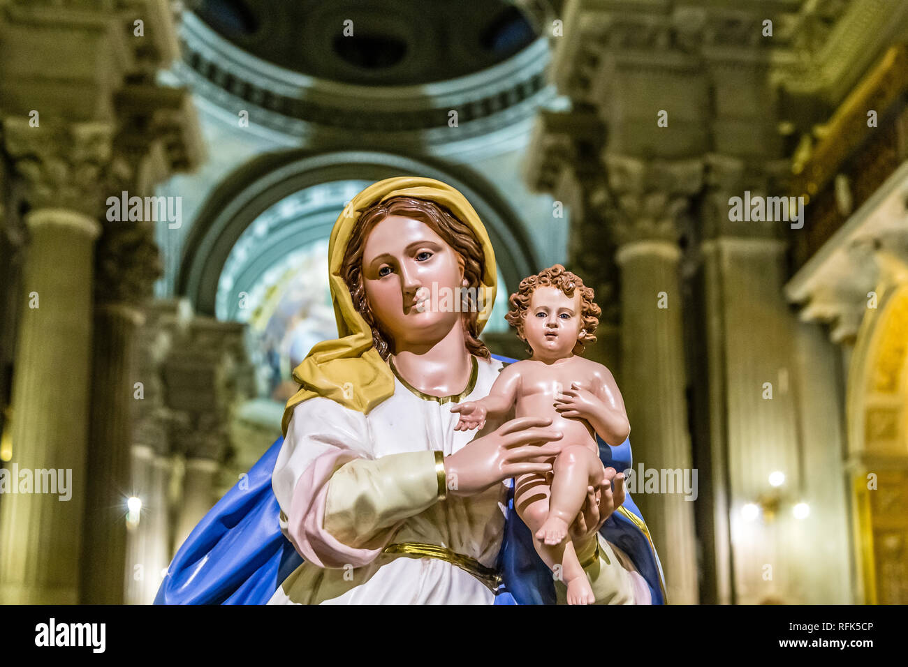 ROME, ITALY - JANUARY 5, 2019: light is enlightening statue of The ...