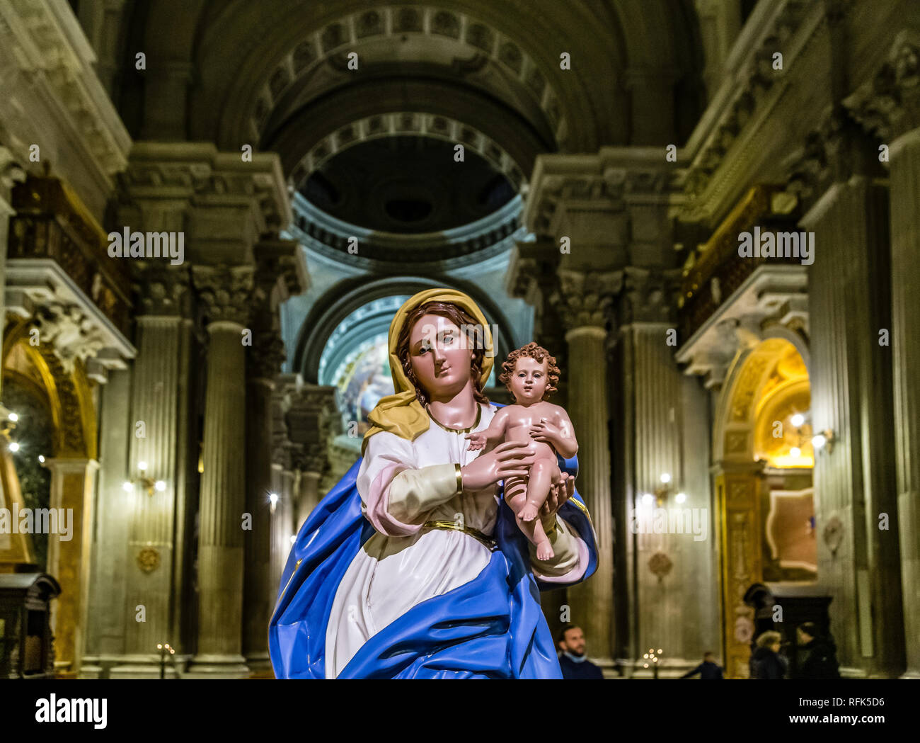 ROME, ITALY - JANUARY 5, 2019: light is enlightening statue of The ...