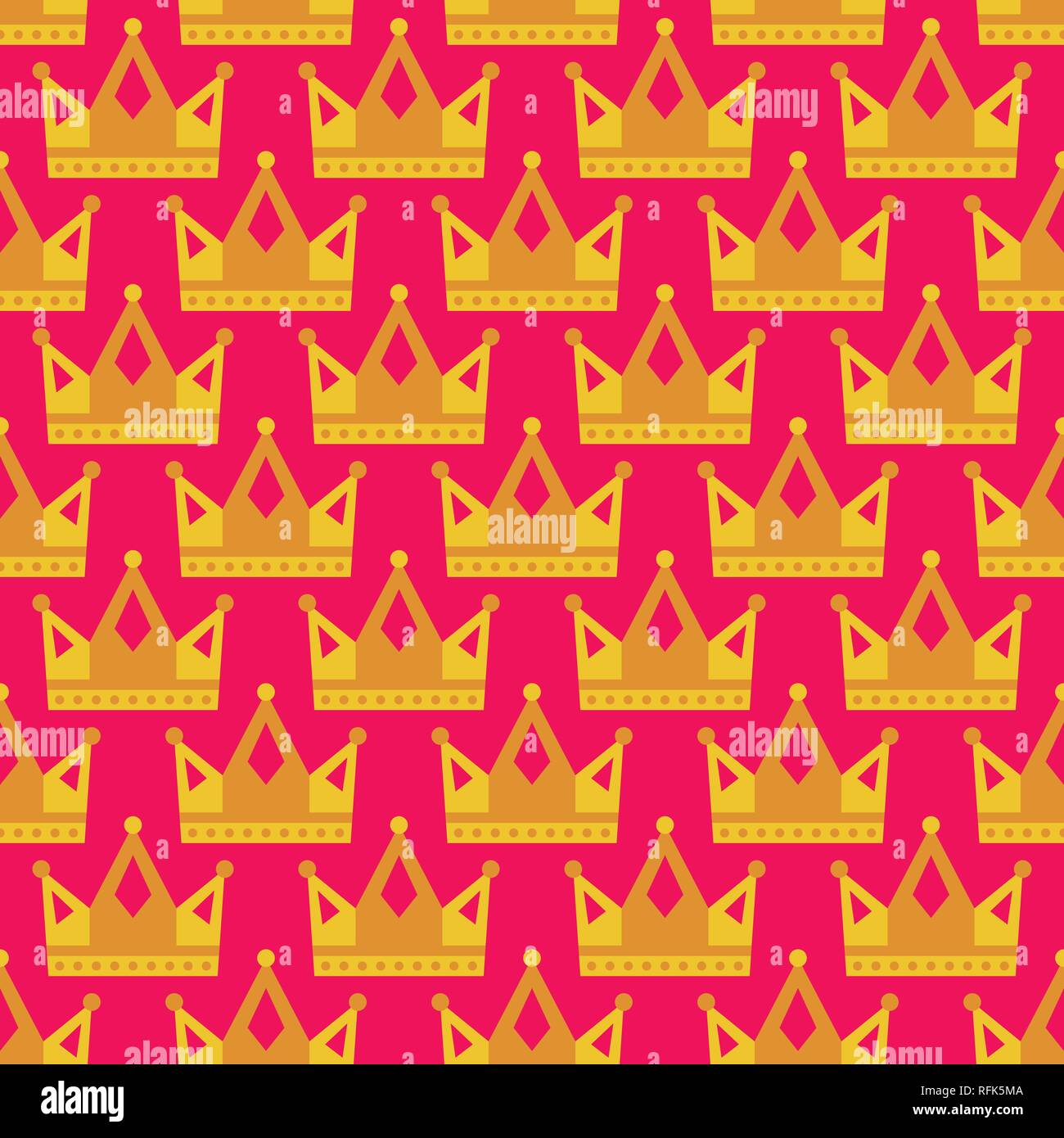 Seamless gold crown pattern background bright pink yellow Stock Vector ...