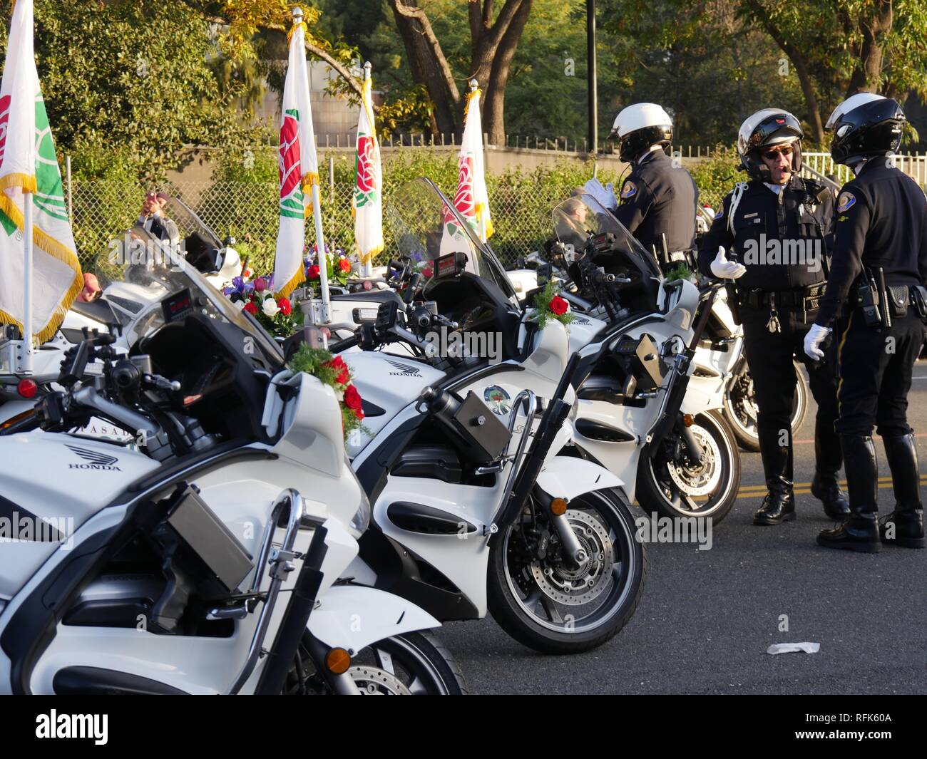 PASADENA, CALIFORNIA--JANUARY 1, 2018: Pasadena Police Department ...