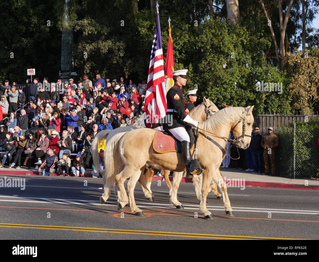 PASADENA, CALIFORNIA—JANUARY 1, 2018:The United States Marine Corps ...