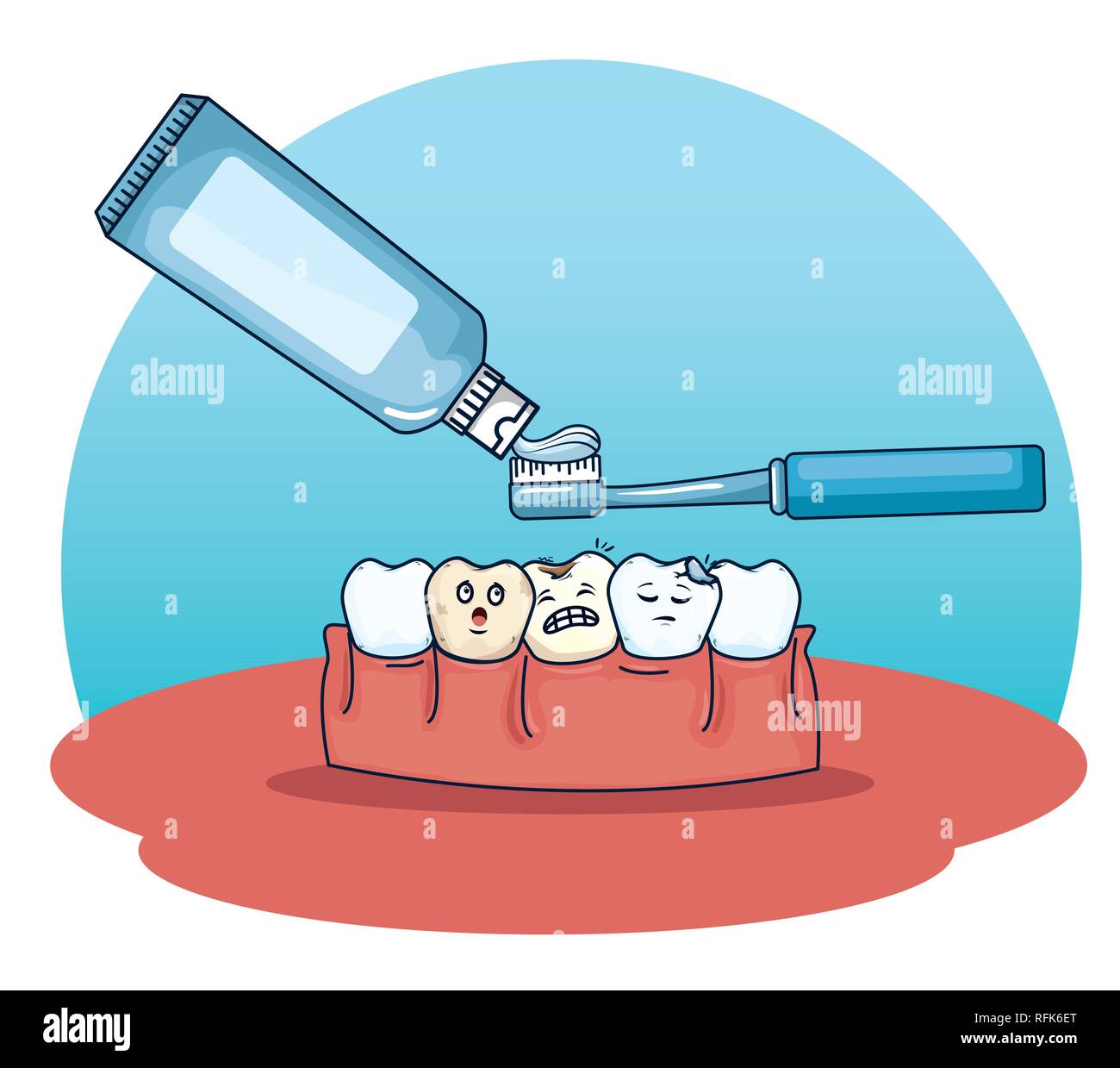 teeth care with toothpaste and toothbrush tool Stock Vector Image & Art ...