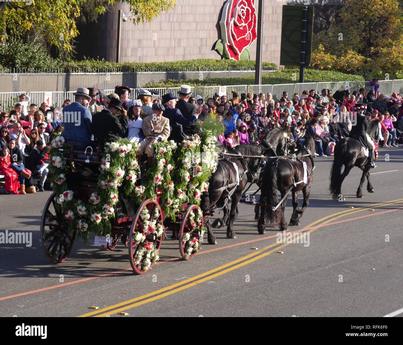 PASADENA, CALIFORNIA—JANUARY 1, 2018:Carriage of the The Valley Hunt ...