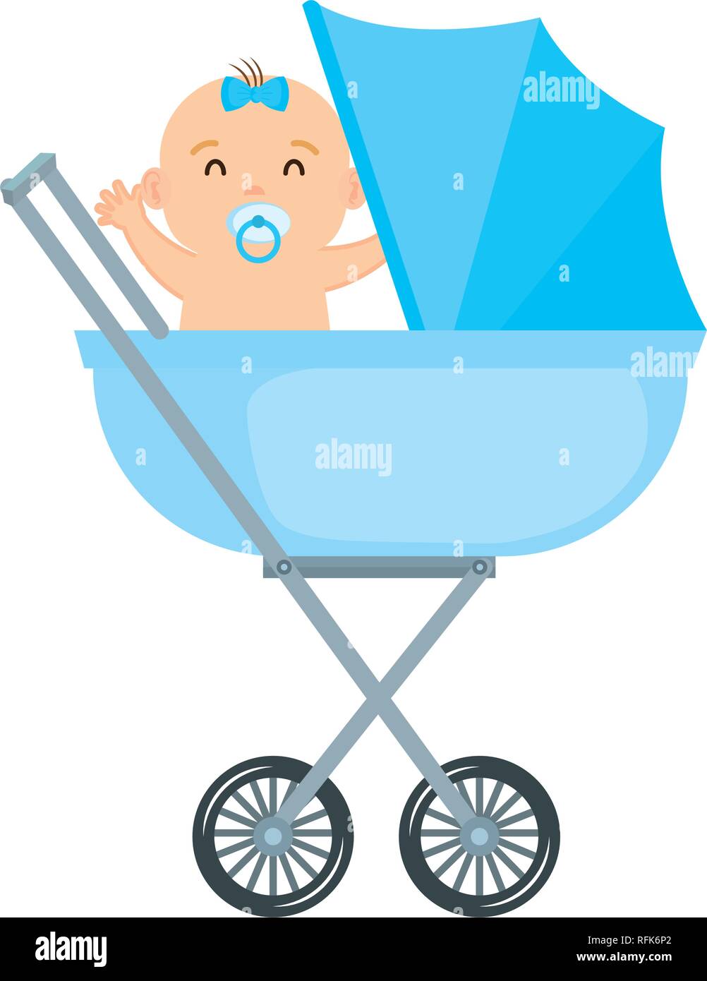 cute and little girl baby in cart Stock Vector Image & Art - Alamy