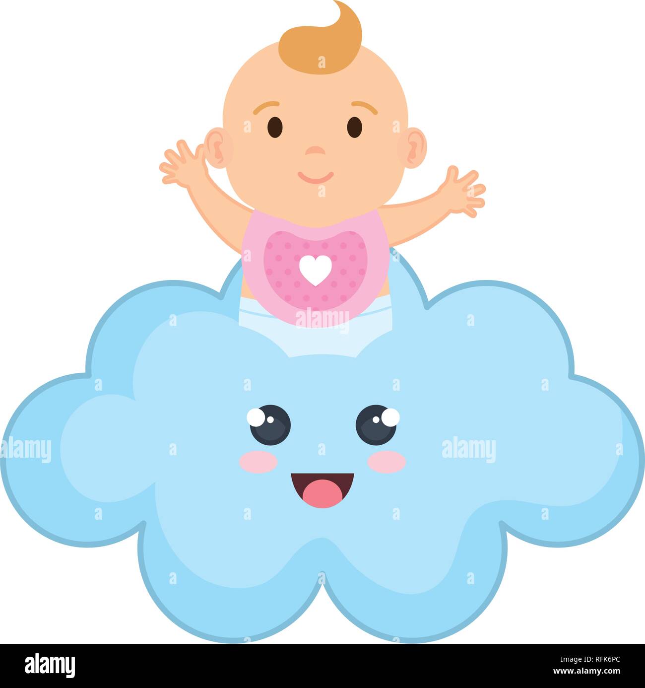 cute and little girl baby in cloud Stock Vector Image & Art - Alamy