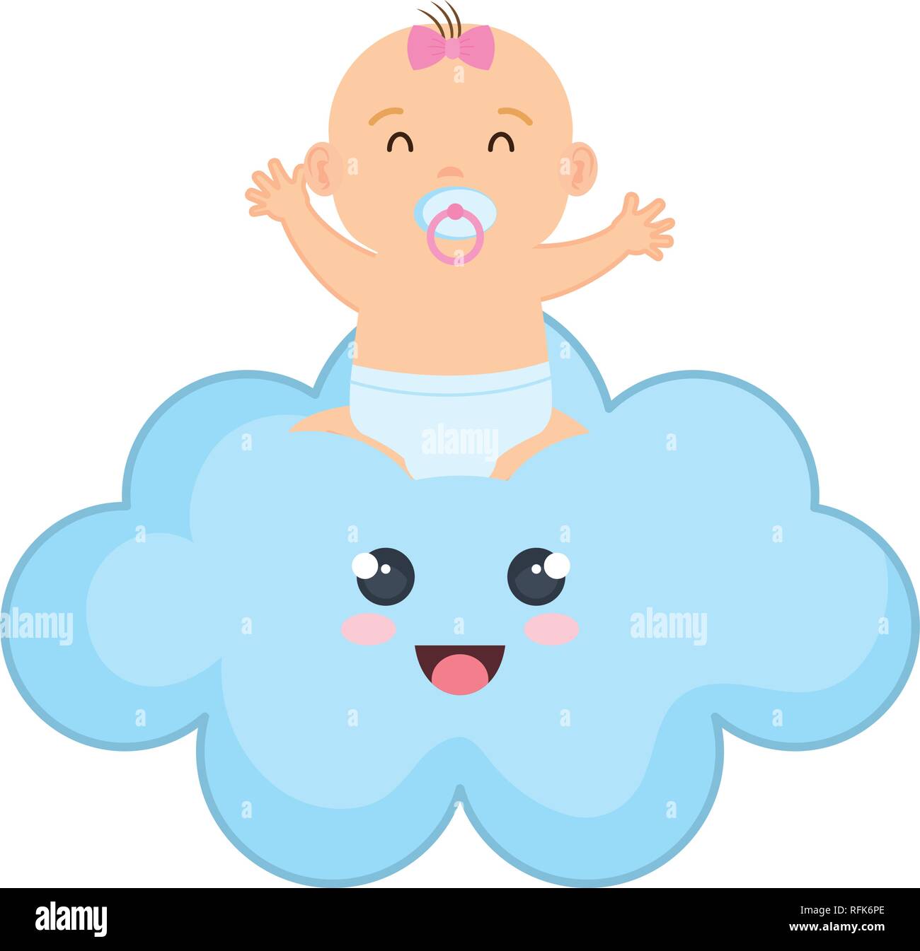 cute and little girl baby in cloud Stock Vector Image & Art - Alamy