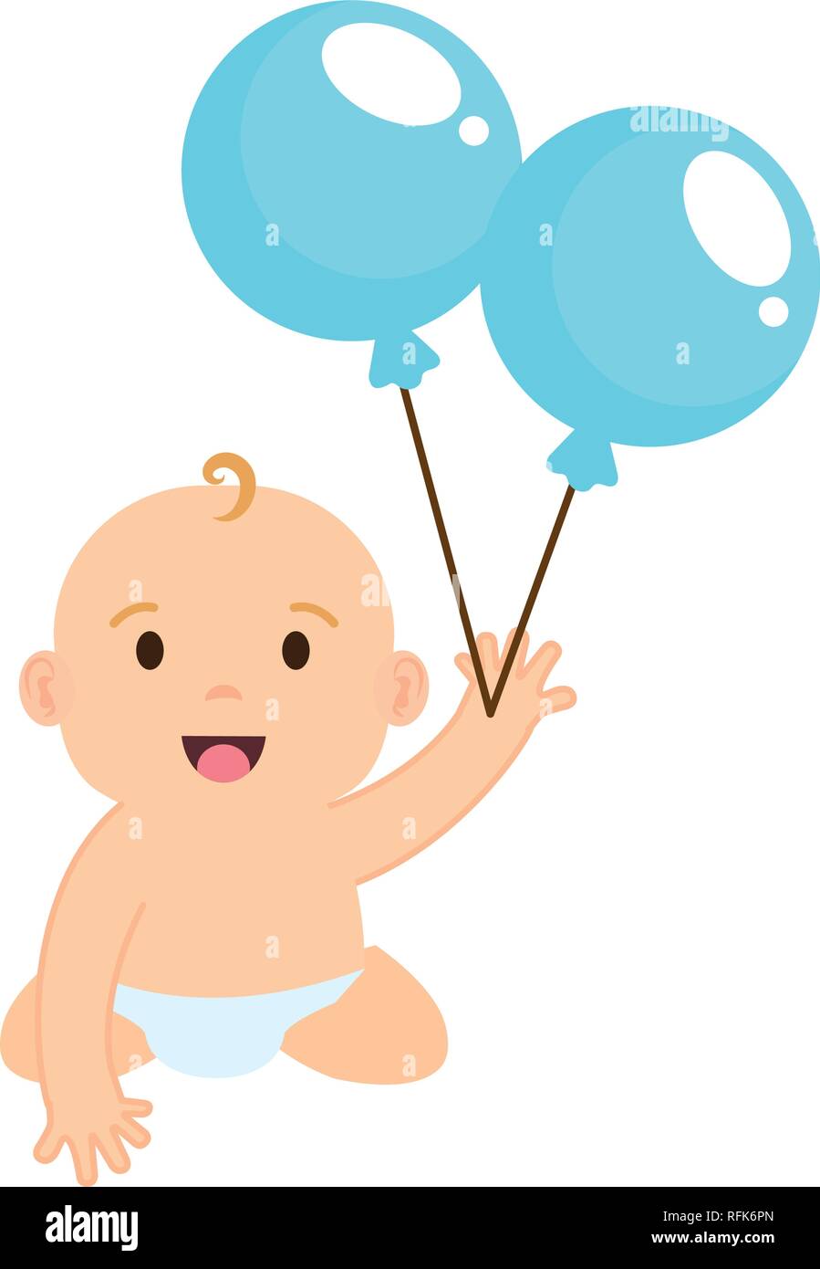 cute and little boy baby with balloons helium Stock Vector Image & Art ...