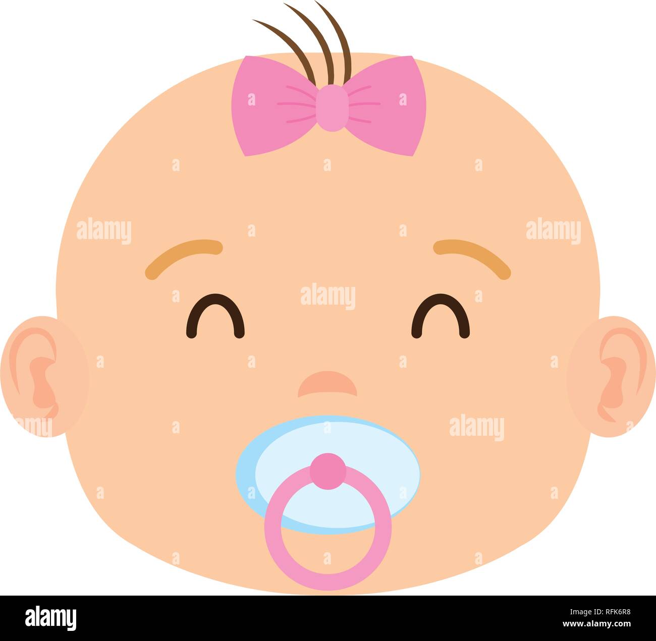 cute and little girl baby head character Stock Vector Image & Art - Alamy