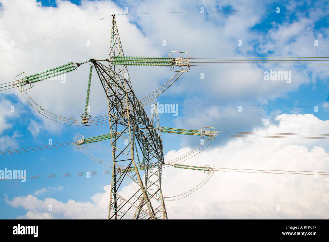 High voltage tower, electric transmission tower in hill area ...