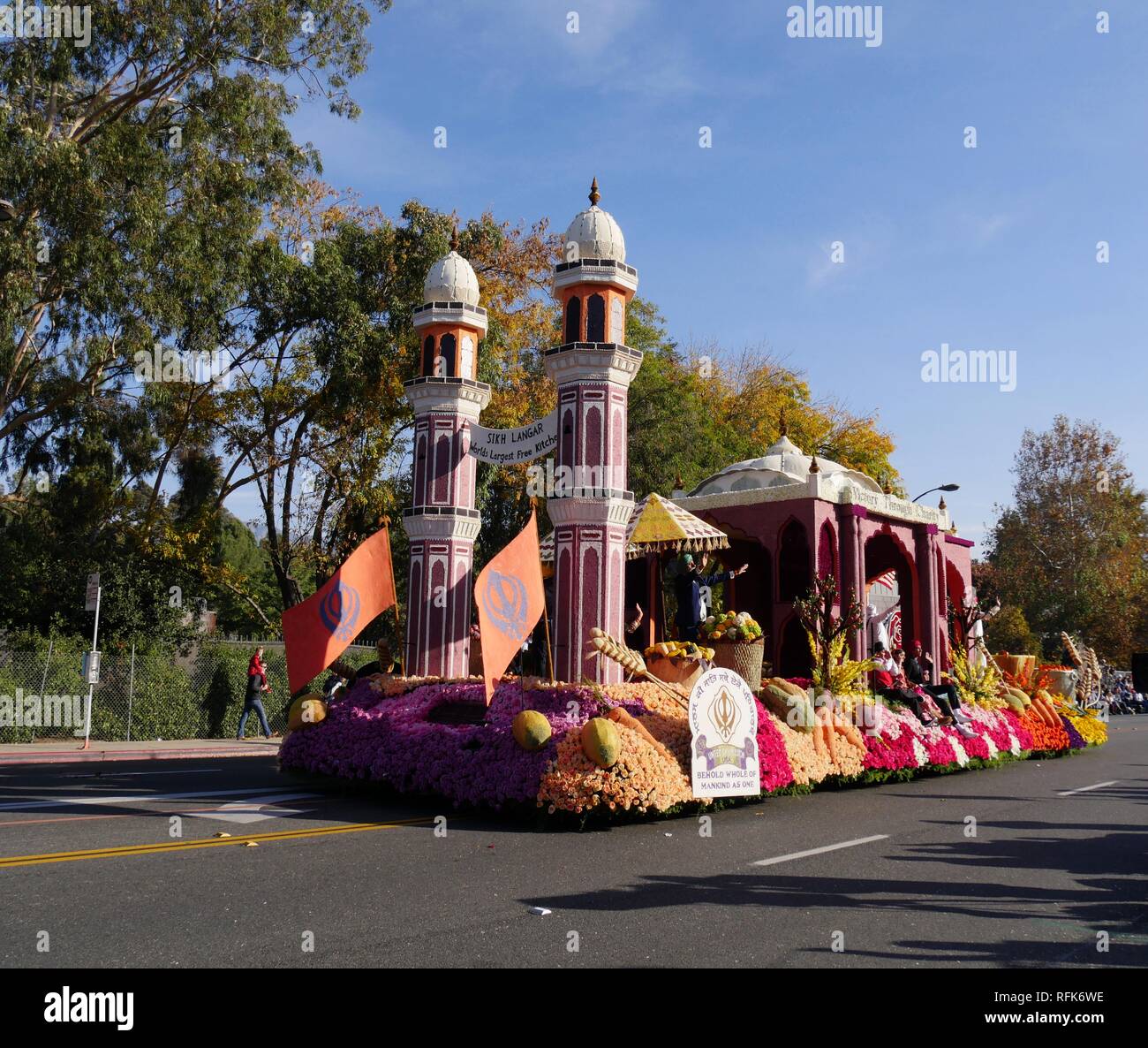 PASADENA, CALIFORNIA—JANUARY 1, 2018: Back view of the United Sikh ...