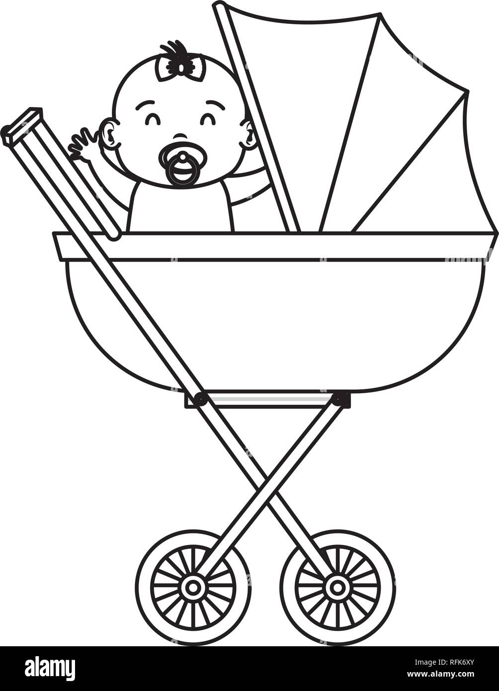 cute and little girl baby in cart Stock Vector Image & Art - Alamy