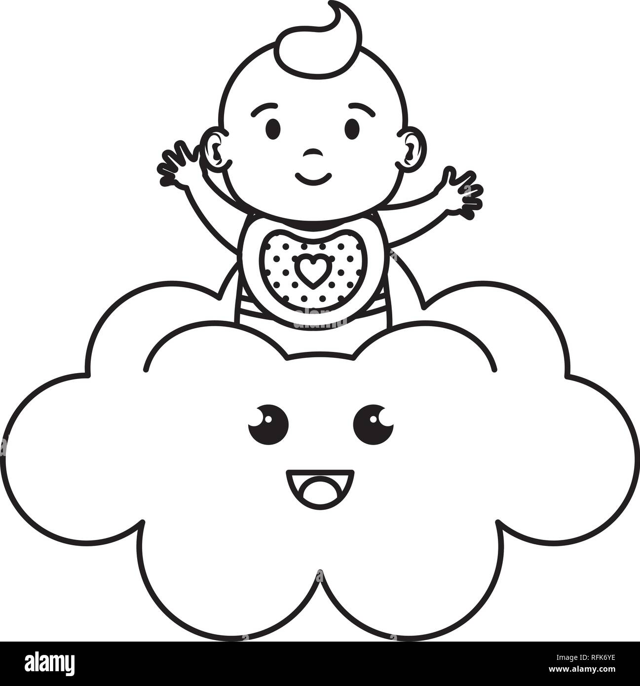 cute and little girl baby in cloud Stock Vector Image & Art - Alamy