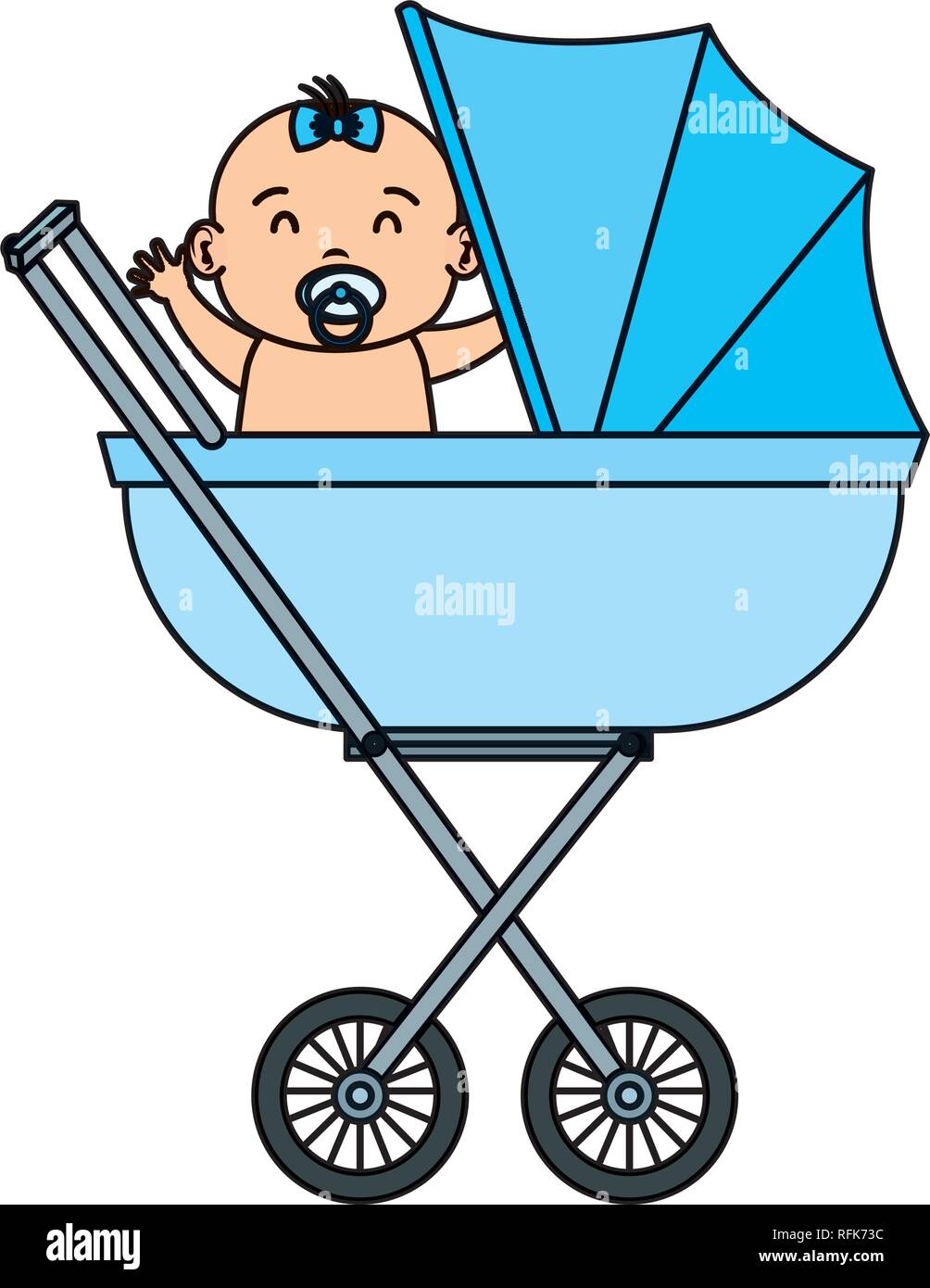 cute and little girl baby in cart Stock Vector Image & Art - Alamy