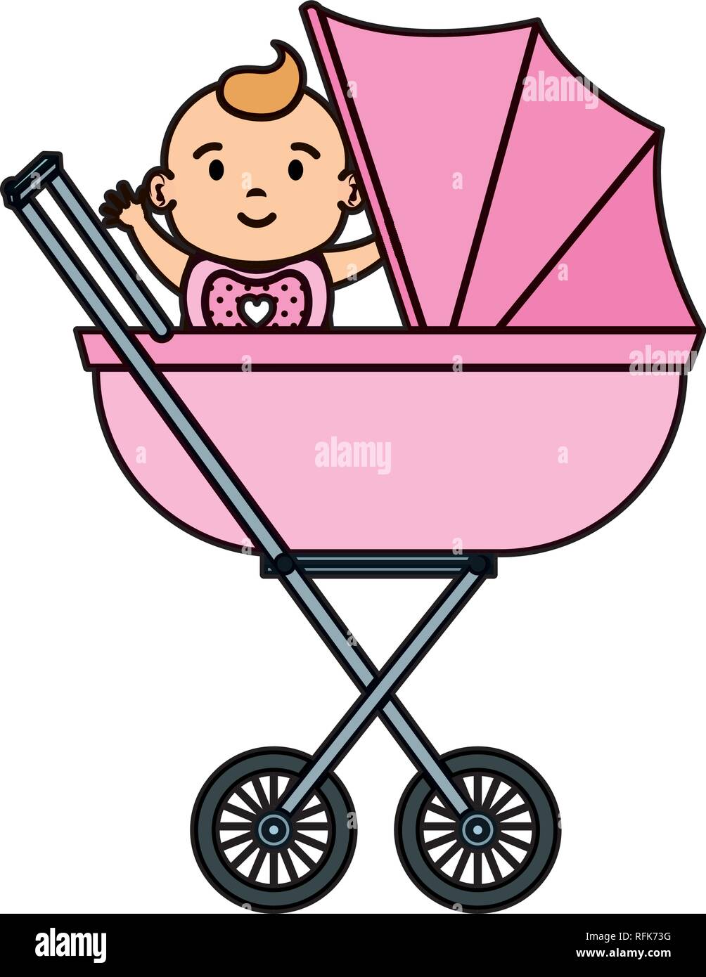 cute and little girl baby in cart Stock Vector Image & Art - Alamy