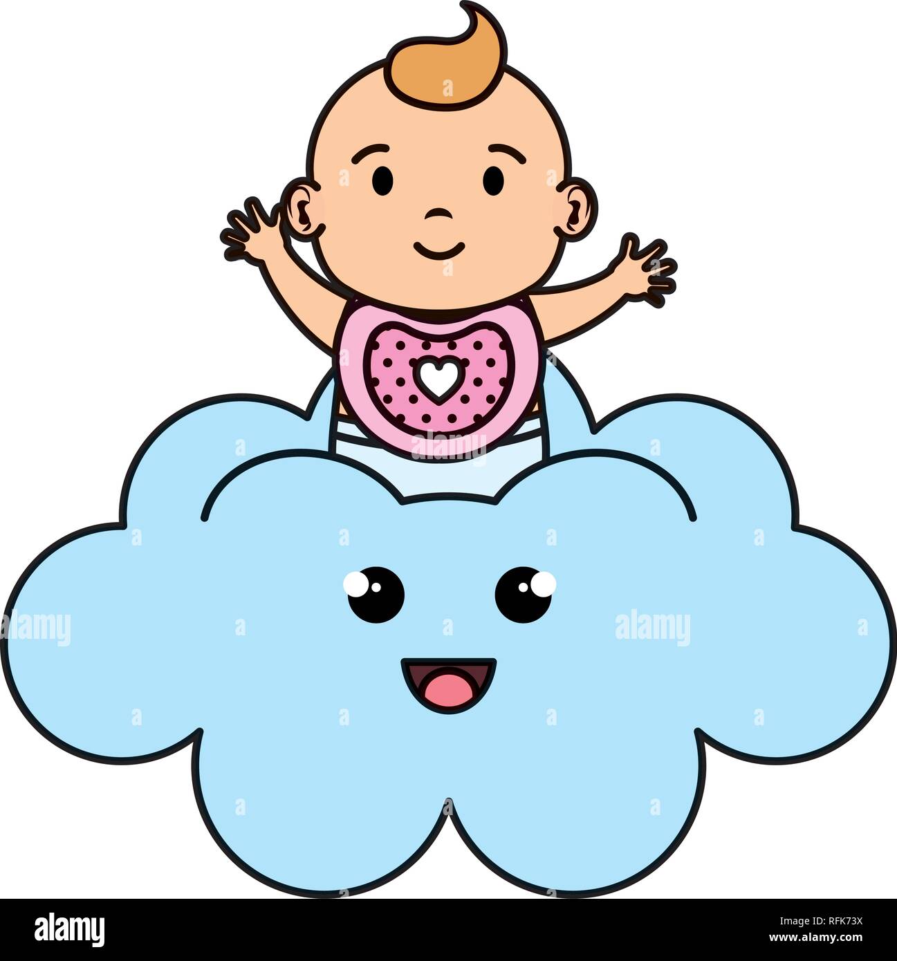 cute and little girl baby in cloud Stock Vector Image & Art - Alamy