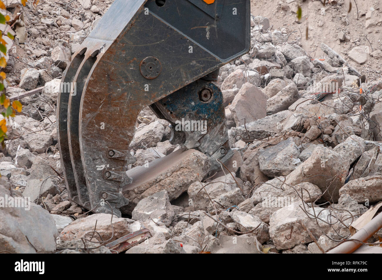 Close-up of Concrete Cracker grinding reinforced concrete Stock Photo ...