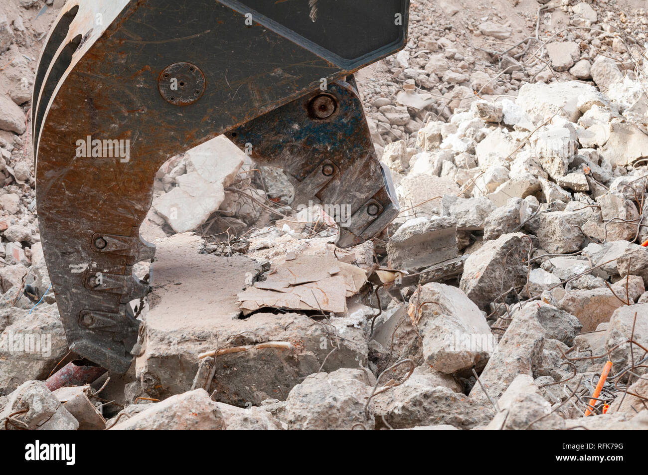 Close-up of Concrete Cracker grinding reinforced concrete Stock Photo ...