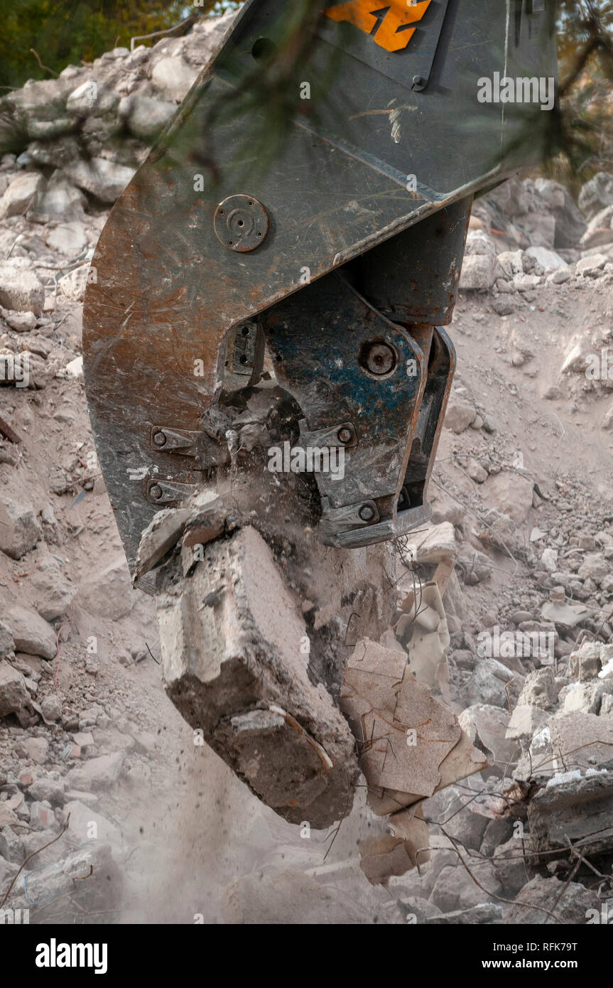 Close-up of Concrete Cracker grinding reinforced concrete Stock Photo ...