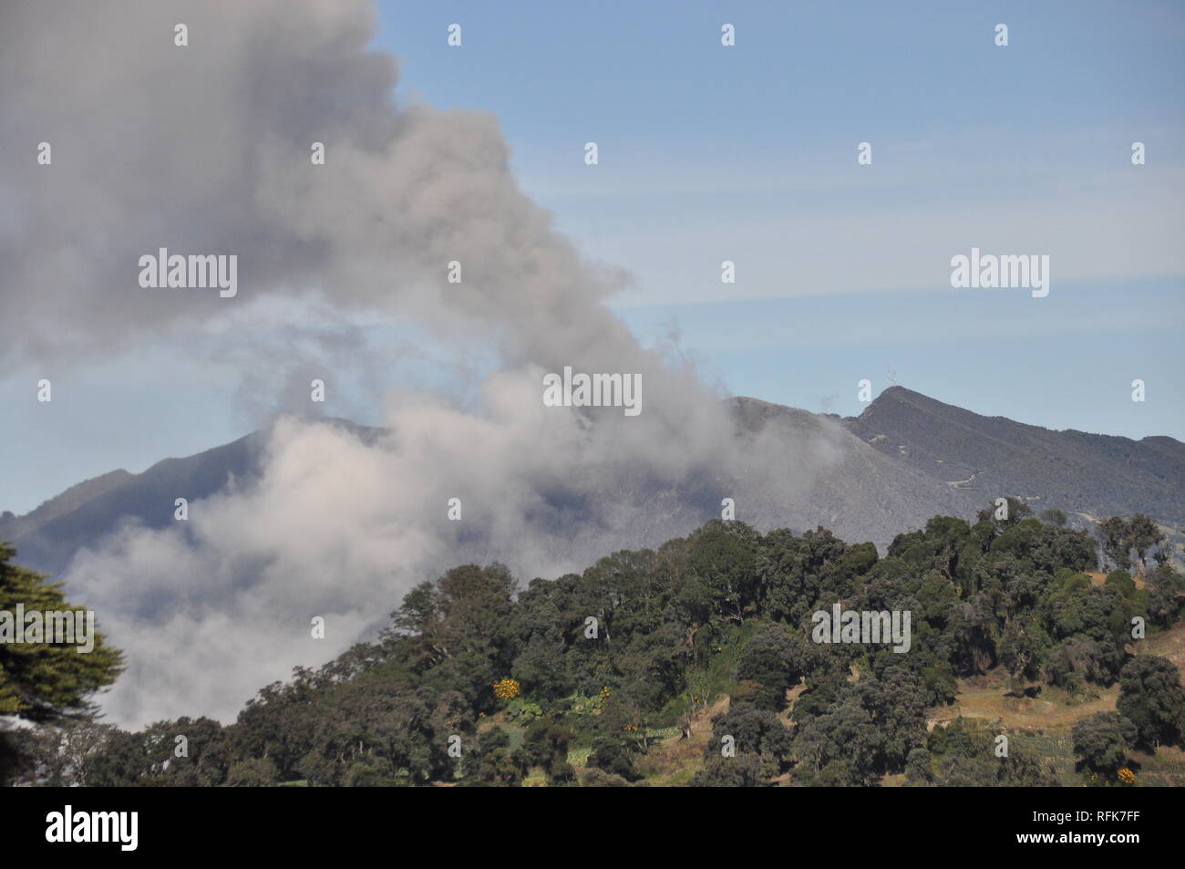 Eruption of Turrialba volcano in Costa Rica seen from the slope of ...