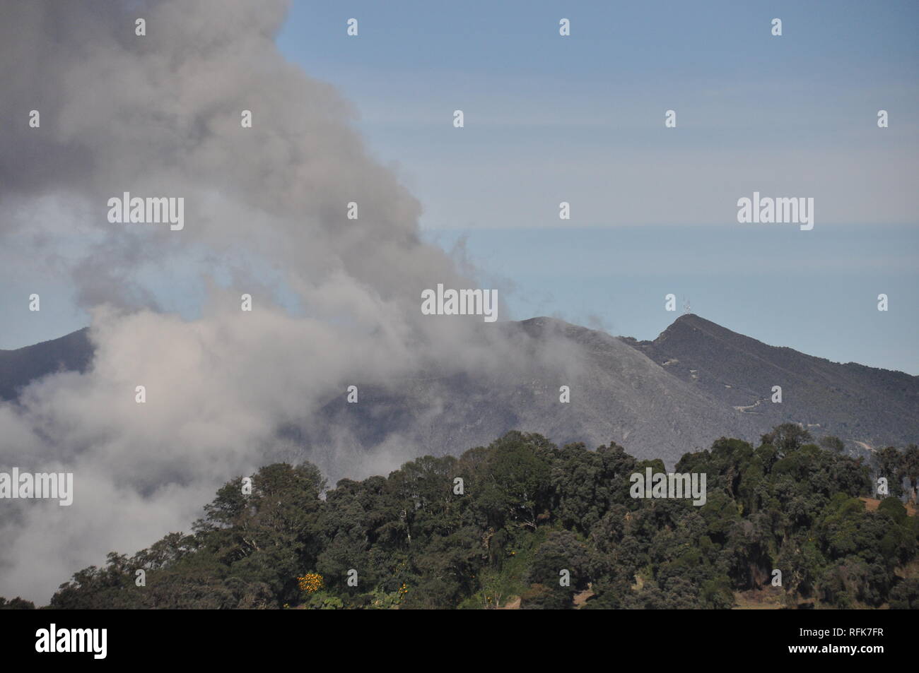 Eruption of Turrialba volcano in Costa Rica seen from the slope of ...
