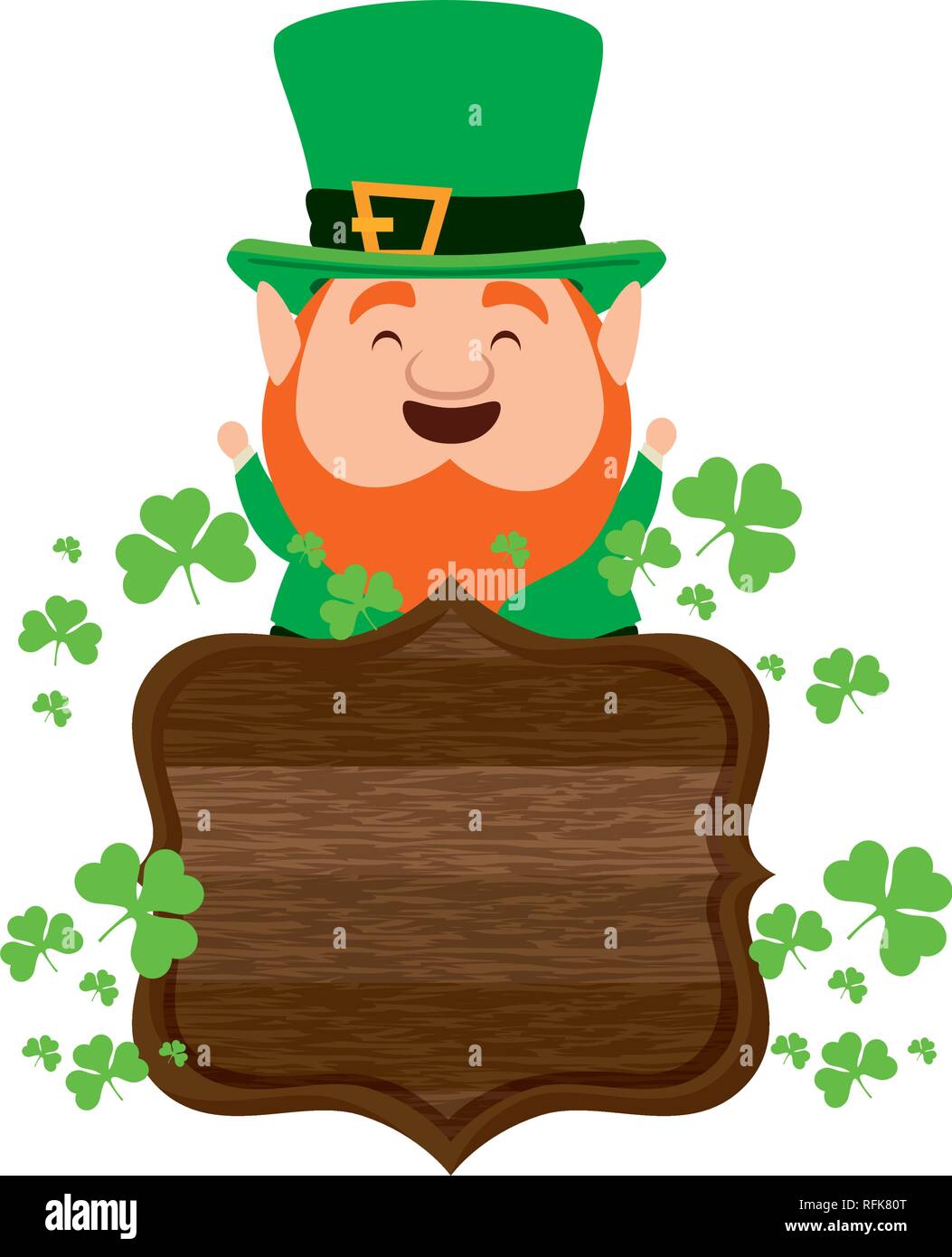 st patricks day leprechaun with wooden label Stock Vector Image & Art ...